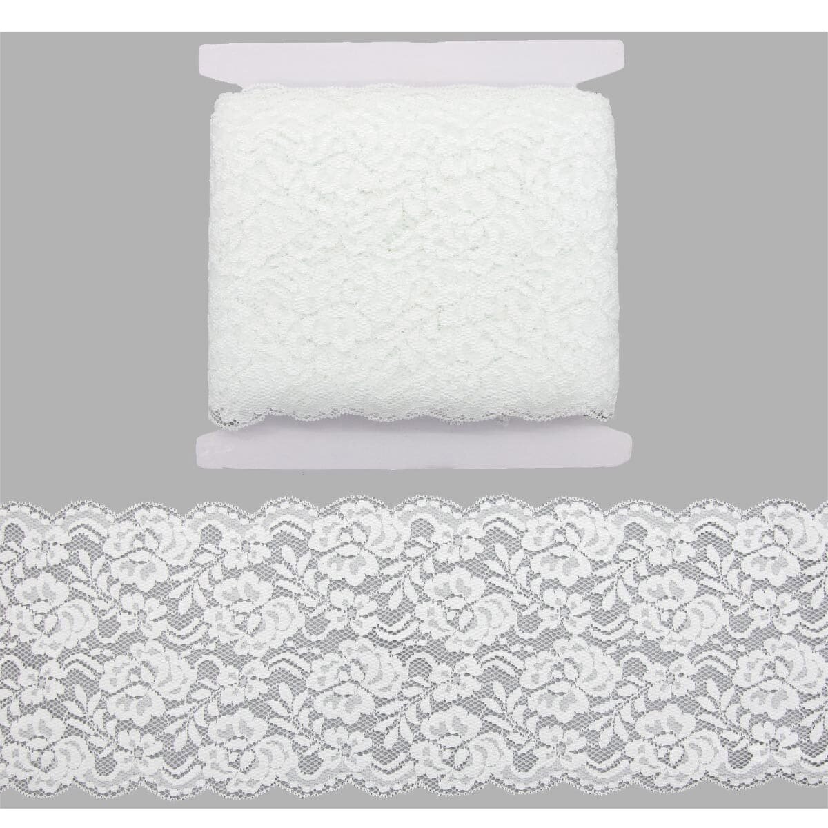 Кружево эластичное для шитья нижнего белья Айрис, 9199, 15см*15м (белый)