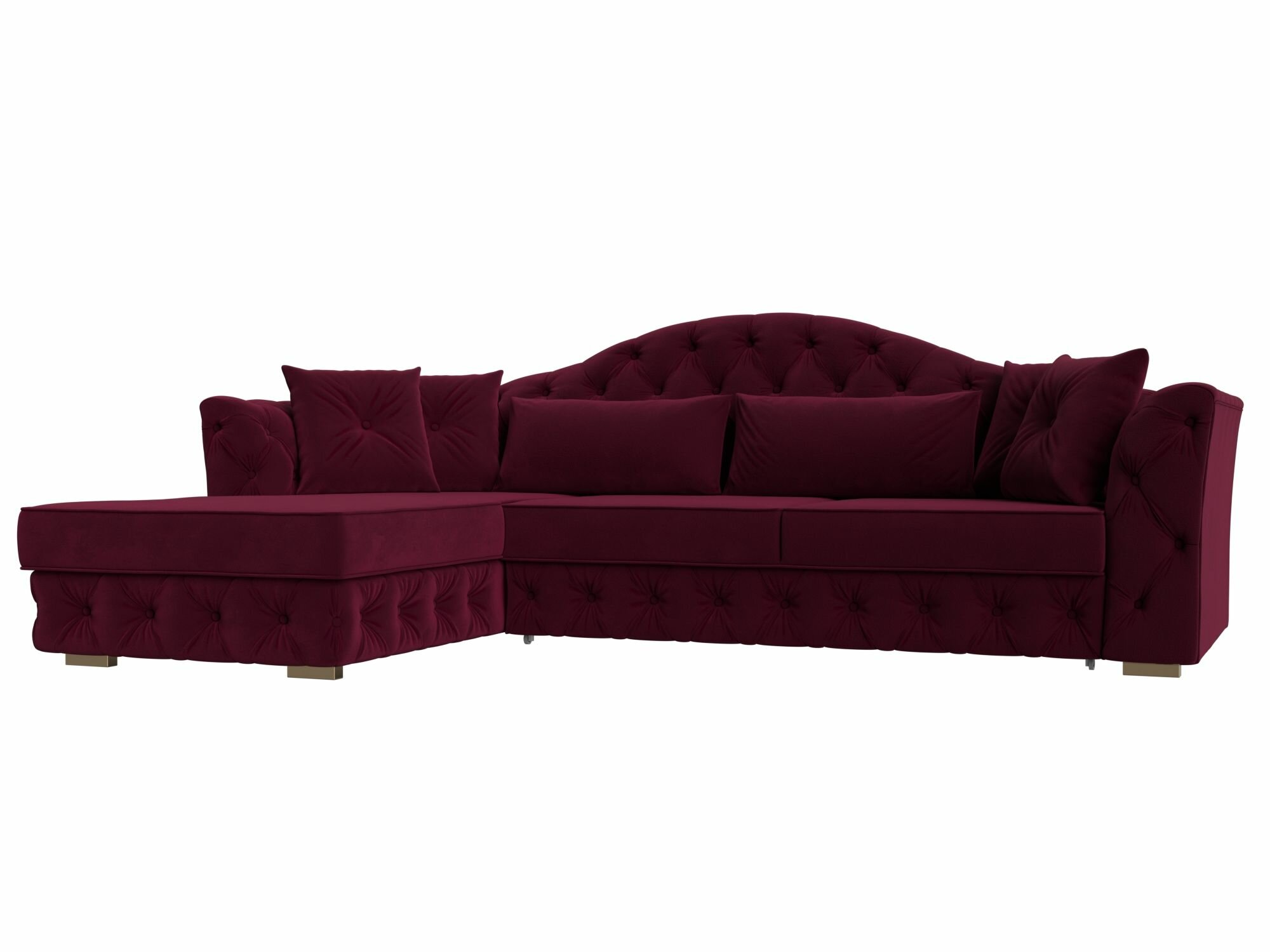 Диван угловой Артис левый угол, микровельвет, механизм дельфин, Бордовый, 250x181x97см. Хит Диванов
