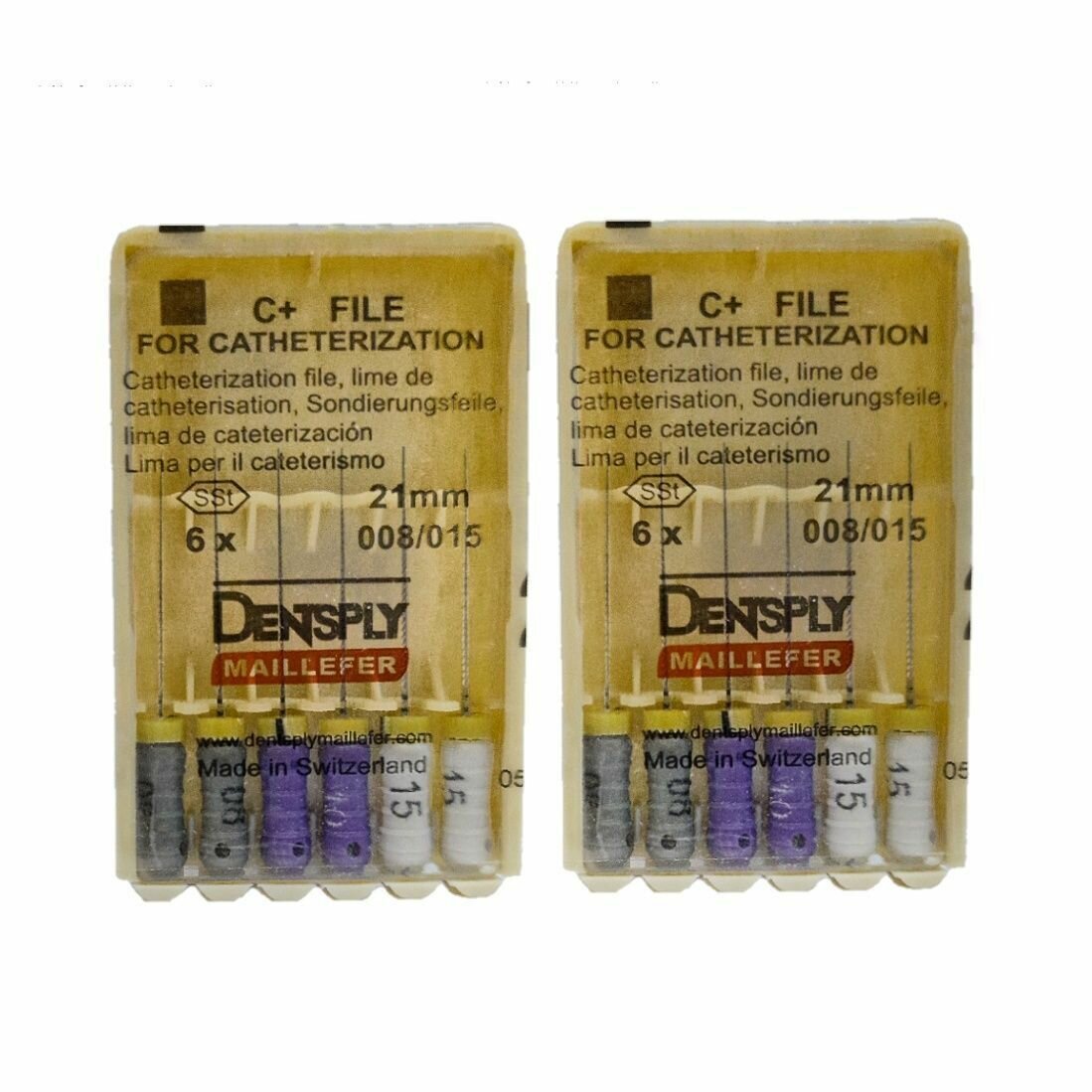 Ц-файл, C+Files Dentsply Maillefer-специальный каналорасширитель ручной, для начального препарирования корневых каналов,№008-015,21ММ(6шт/уп)(Набор 2 уп)NeoHealth