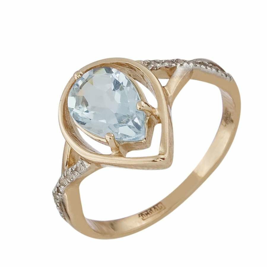 Кольцо, красное золото, 585 проба, топаз