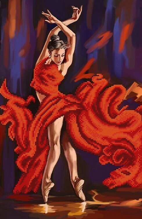 Ткань с рисунком для вышивания бисером Благовест К-3099 Танец страсти, 30 х 40 см (Бисер в комплект не входит.)