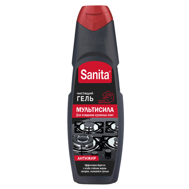 SANITA Мультисила Антижир Гель 500 г для очистки кухни от жира и загрязнений