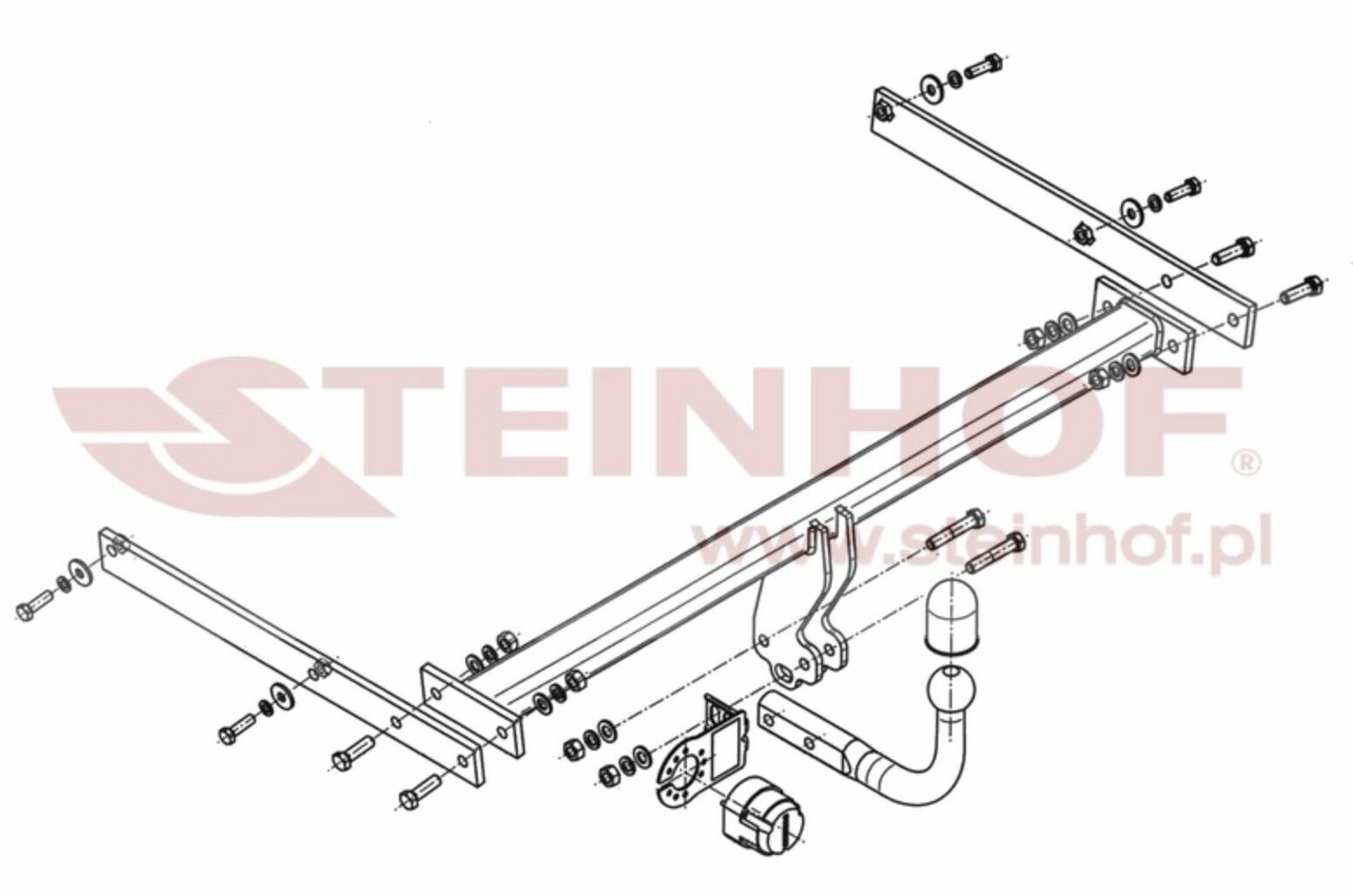 Фаркоп на Ford Focus III хетчбек 5 дверей 05/2011-2018 без подрезки бампера (паспорт и сертификат в комплекте)(без электрики) Steinhof. F-249