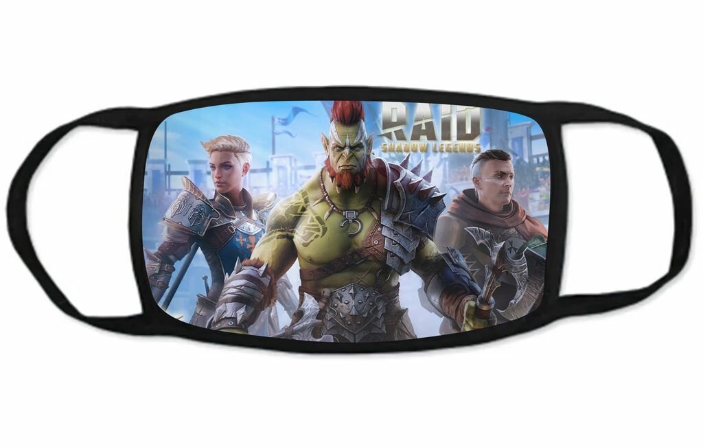 Маска на лицо Raid: Shadow Legends, Рейд: Шедоу Ледженс, Рейд: Легенды Теней №8, Детская - 18 на 10 см