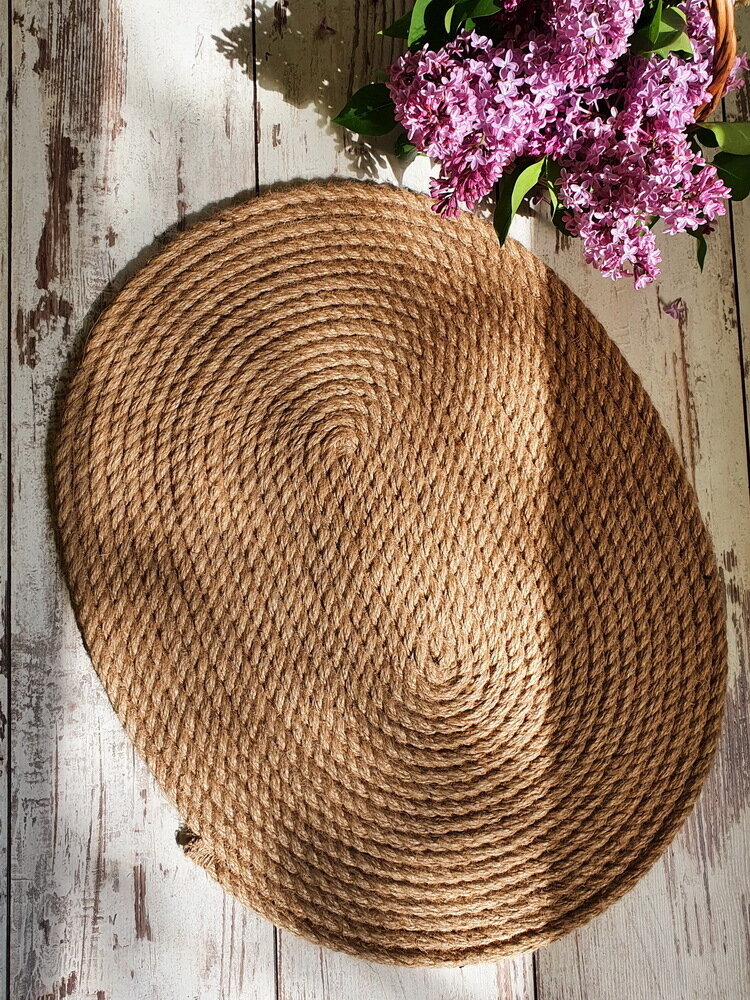 Коврик придверный ручной работы из джута овальный, IntriorShop