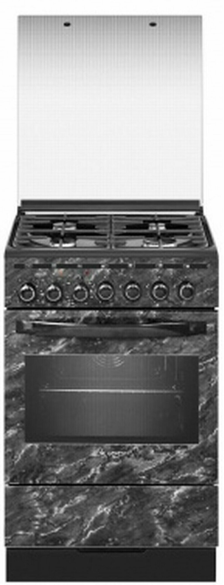Комбинированная плита GEFEST 5302-03 0053 газ-контроль, 50см, 55л, (черный с рисунком мрамор)
