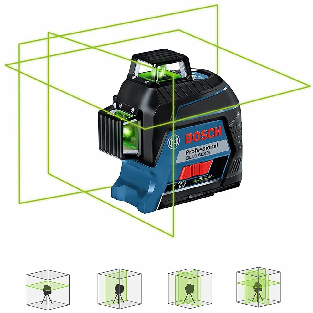 Лазерный уровень Bosch GLL3-60XG, 12 линий, зеленый луч, 30М, 03мм/м