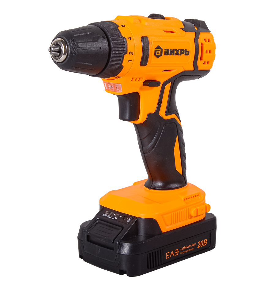 Дрель-шуруповерт, аккумуляторная, Вихрь ДА-К20/2Н, с набором оснастки, кейс