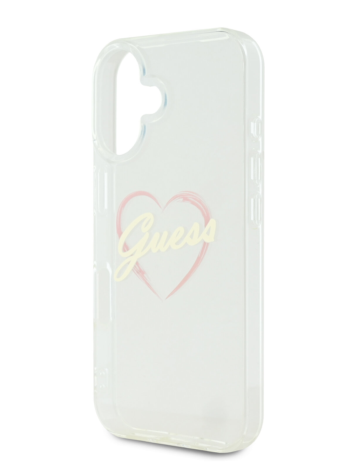 Guess для iPhone 16 чехол PC/TPU Heart Hard Transparent