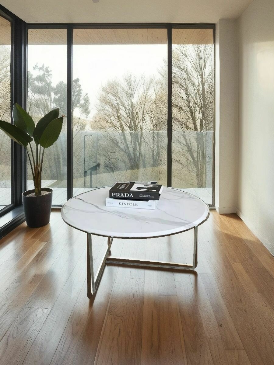 Стол журнальный Бетта 79 см x 79 см x 40 см ЛДСП Монте белый