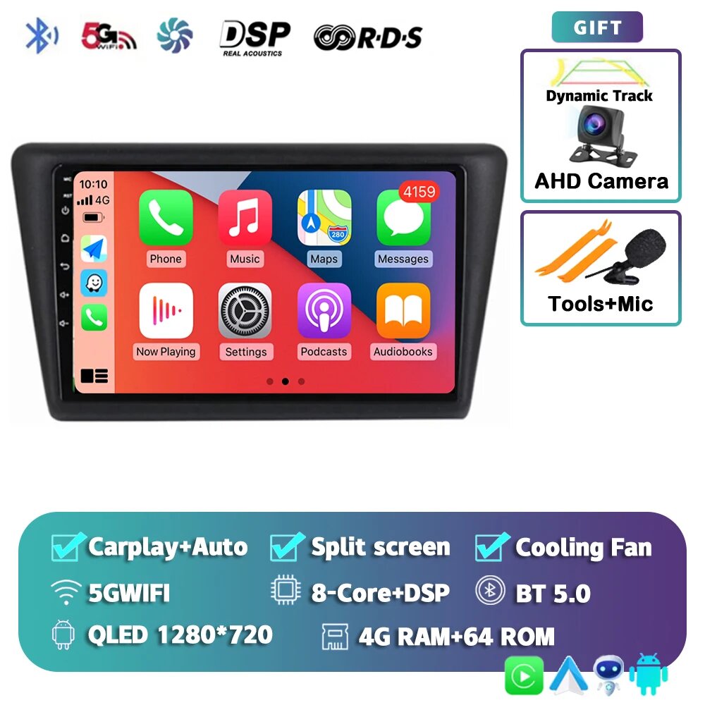 Автомобильное радио Android 15 Carplay для VW Skoda Rapid 2013 2014 2015 2016 2017 2018 2019 GPS мультимедийное стерео 4G-64G CAM