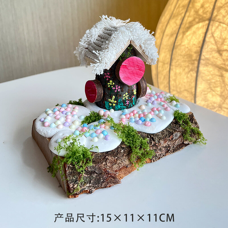 Набор материалов для рукоделия в уголке детского сада, полный комплект для самостоятельного изготовления маленького деревянного домика, игрушки и маленькие украшения