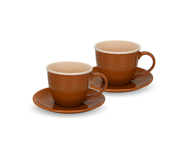 3734 FISSMAN Набор из 2-х чашек 240 мл COFFEE с блюдцами (фарфор)