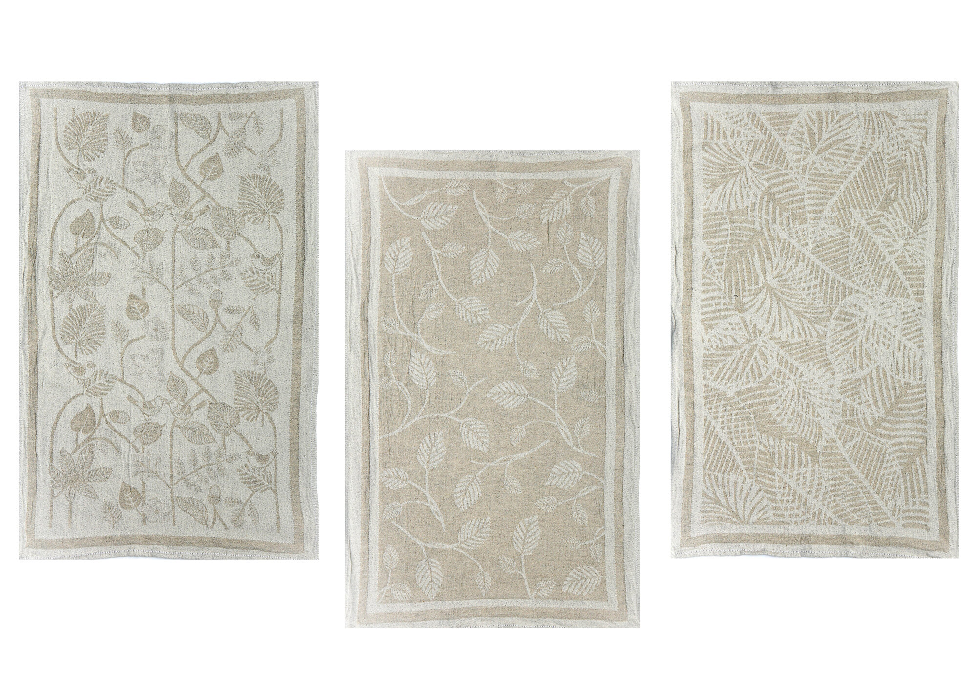 Комплект кухонных полотенец 47х70 3 шт. Резные листья, Белорусский Лен 20С189