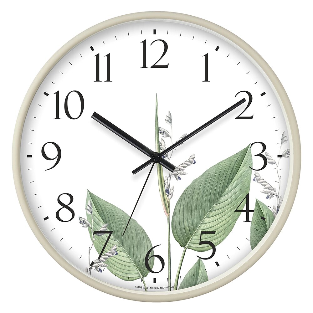 Часы настенные круглые Зеленые листья d30,5 см