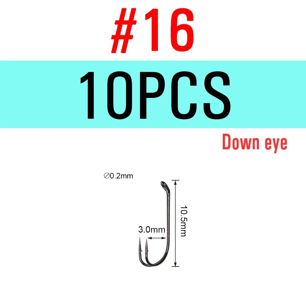 ICERIO двойные рыболовные крючки для нахлыста 10 шт. 10pcs Size 16