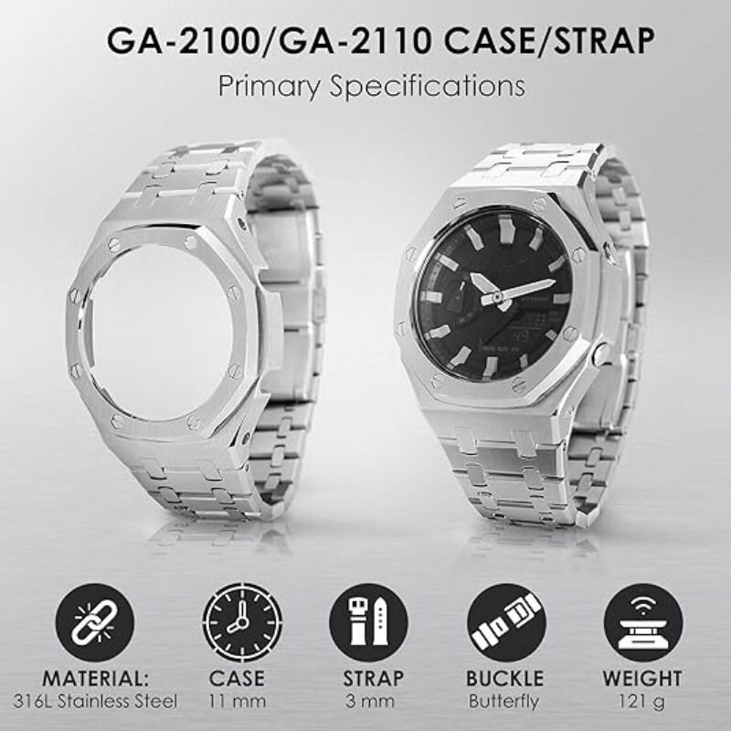 Gen4 Комплект модификации для Casio GA2100 GAB2100, металлический браслет + рамка ободка корпуса для GA2110 из нержавеющей стали
