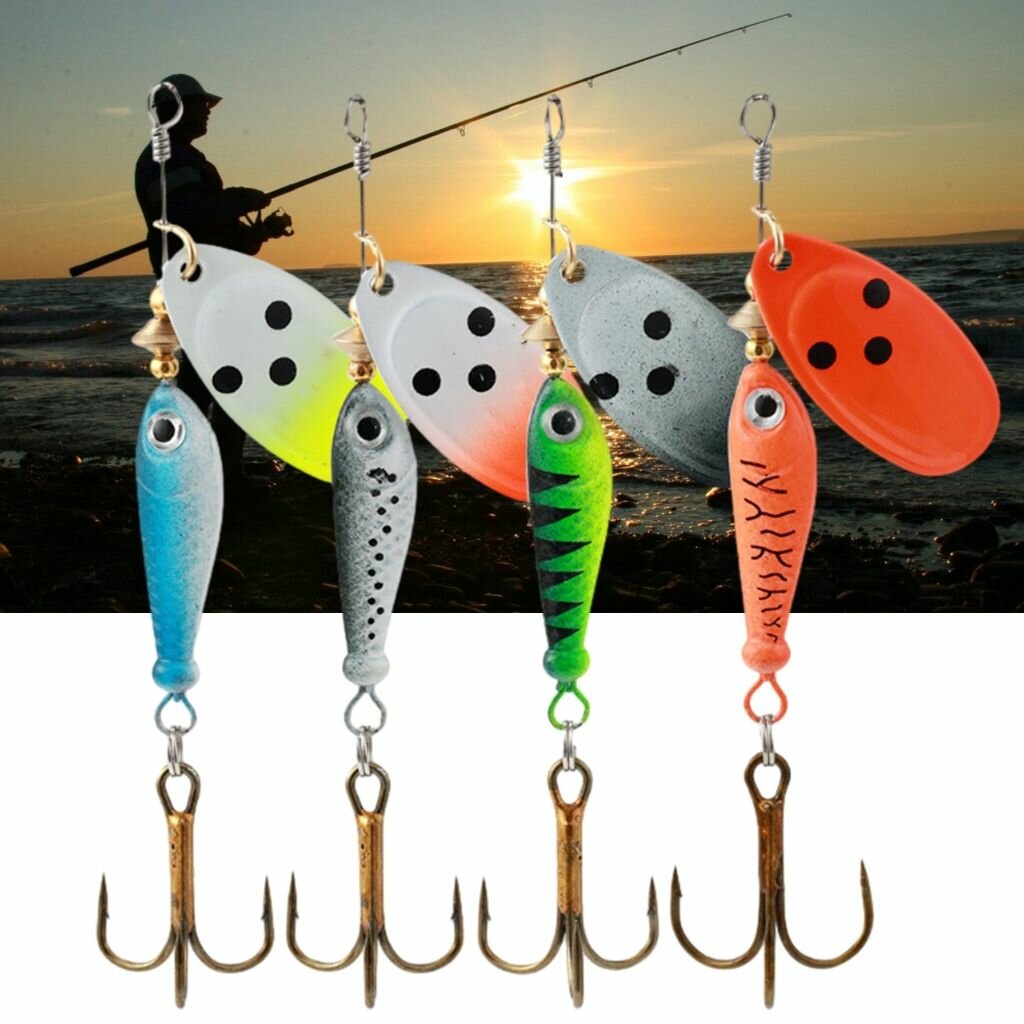 Спиннеры для рыбалки, приманки с блестками, искусственные наживки из твердого металла