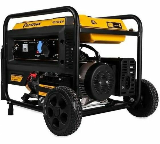 Бензогенератор Champion GG7001EW колеса, электростартер