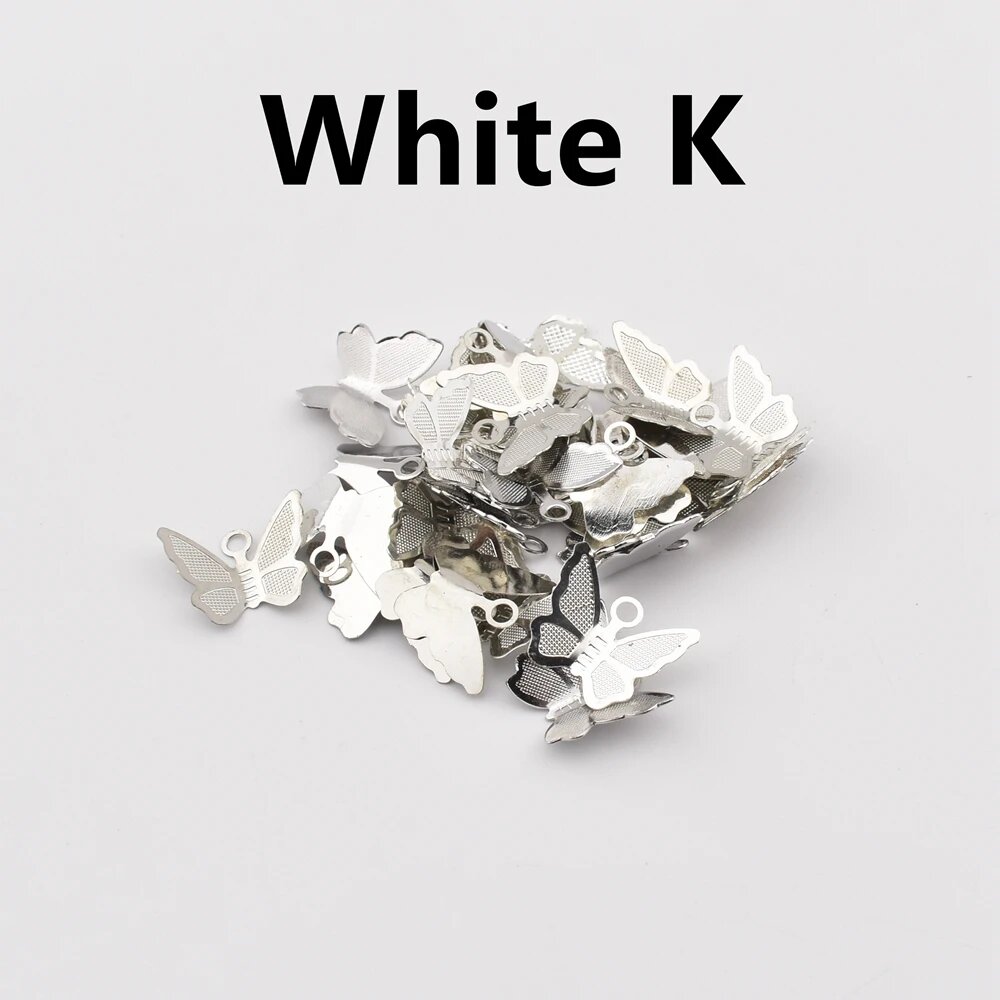 Медные латунные подвески-бабочки 30 шт. Белый, White K