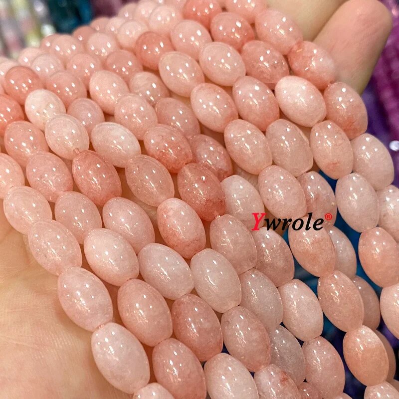 Зеленые бусины из халцедона 8x12 мм YWROLE Розовый, 8x12mm 13-15pcs, pink