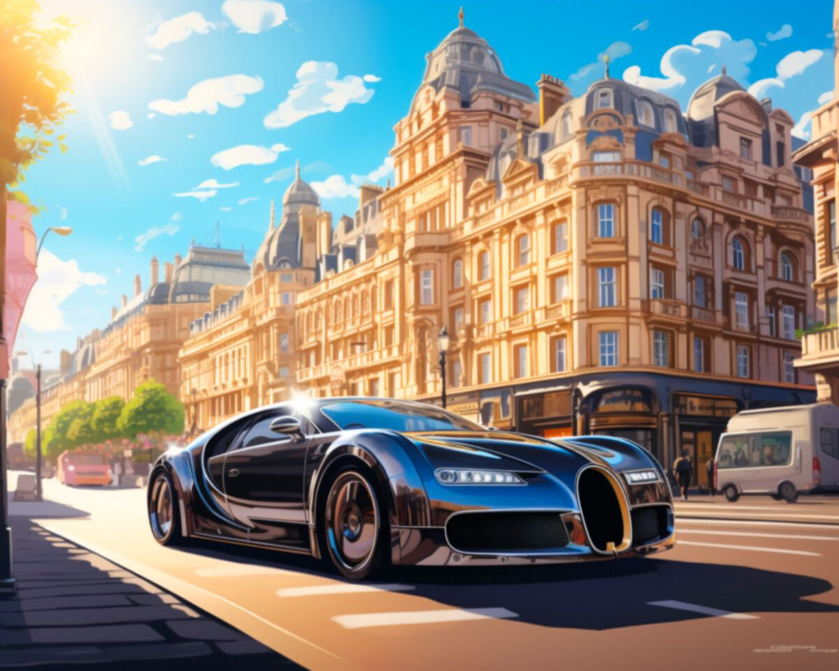 Картина по номерам машина в Англии 40х50