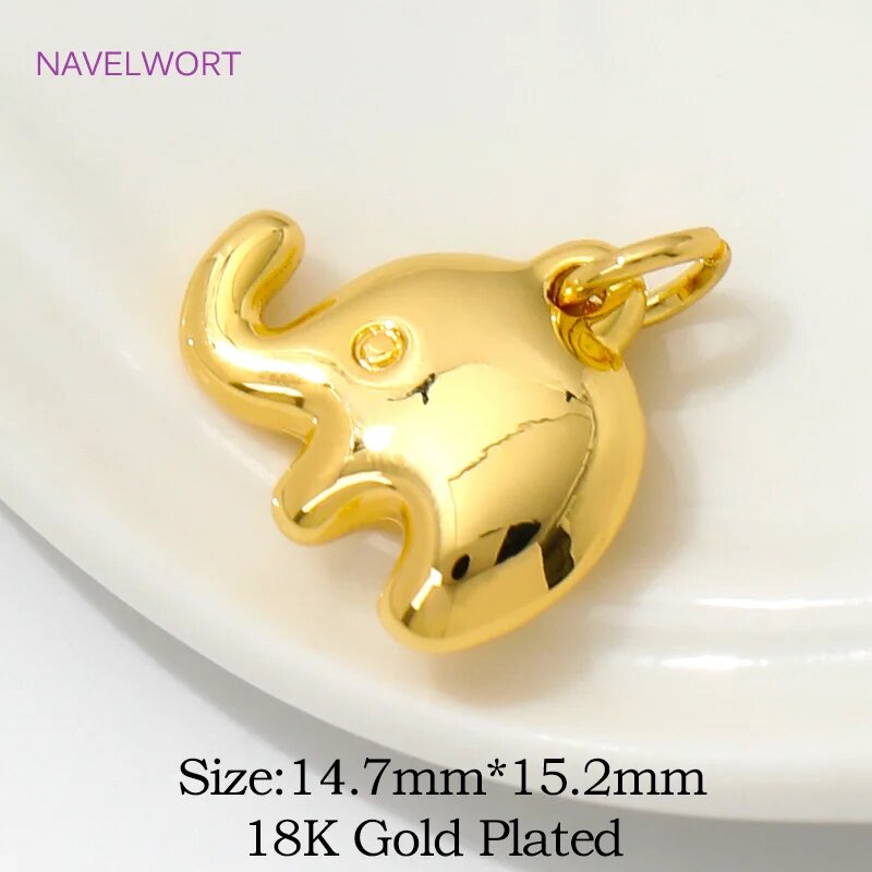 Подвески NAVELWORT Золотые Позолоченные Слоны 4 штуки 2 pieces, 18K Gold Plated