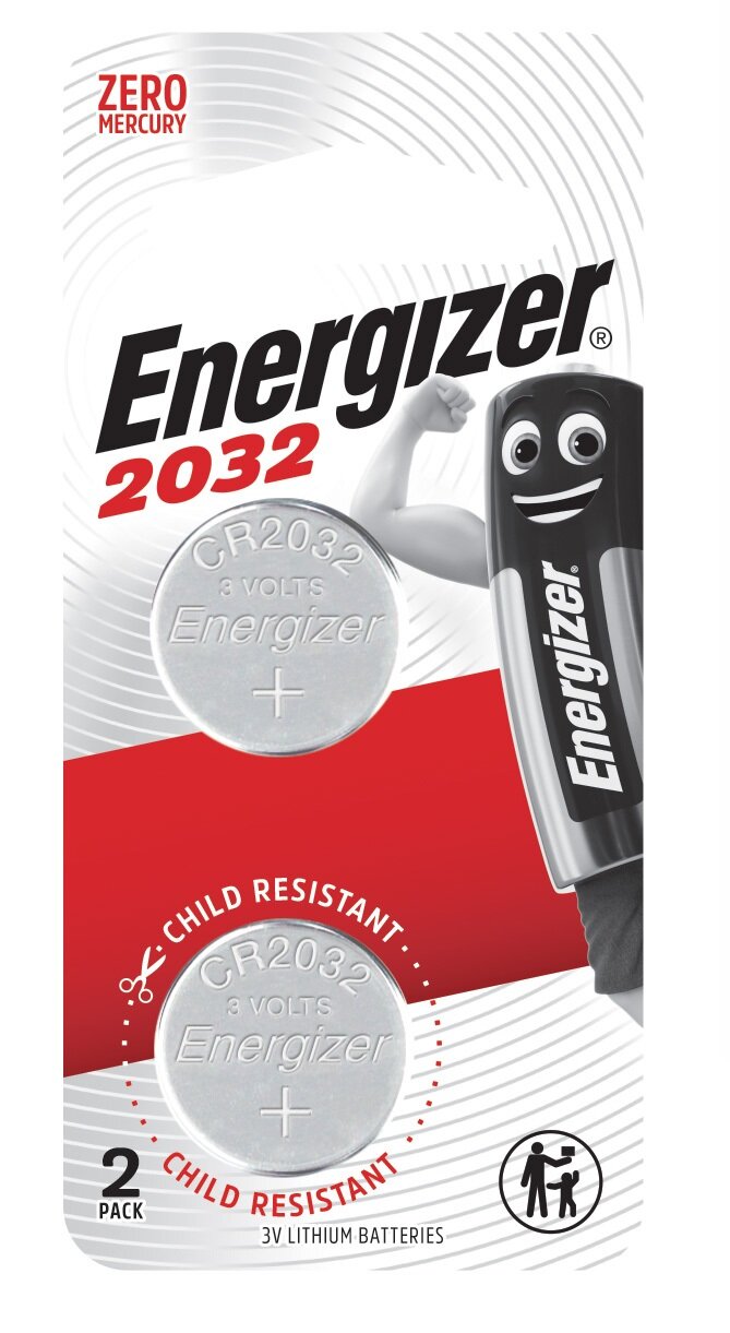 Energizer Батарейка тип CR2032 3V, элемент питания LITHIUM 2шт