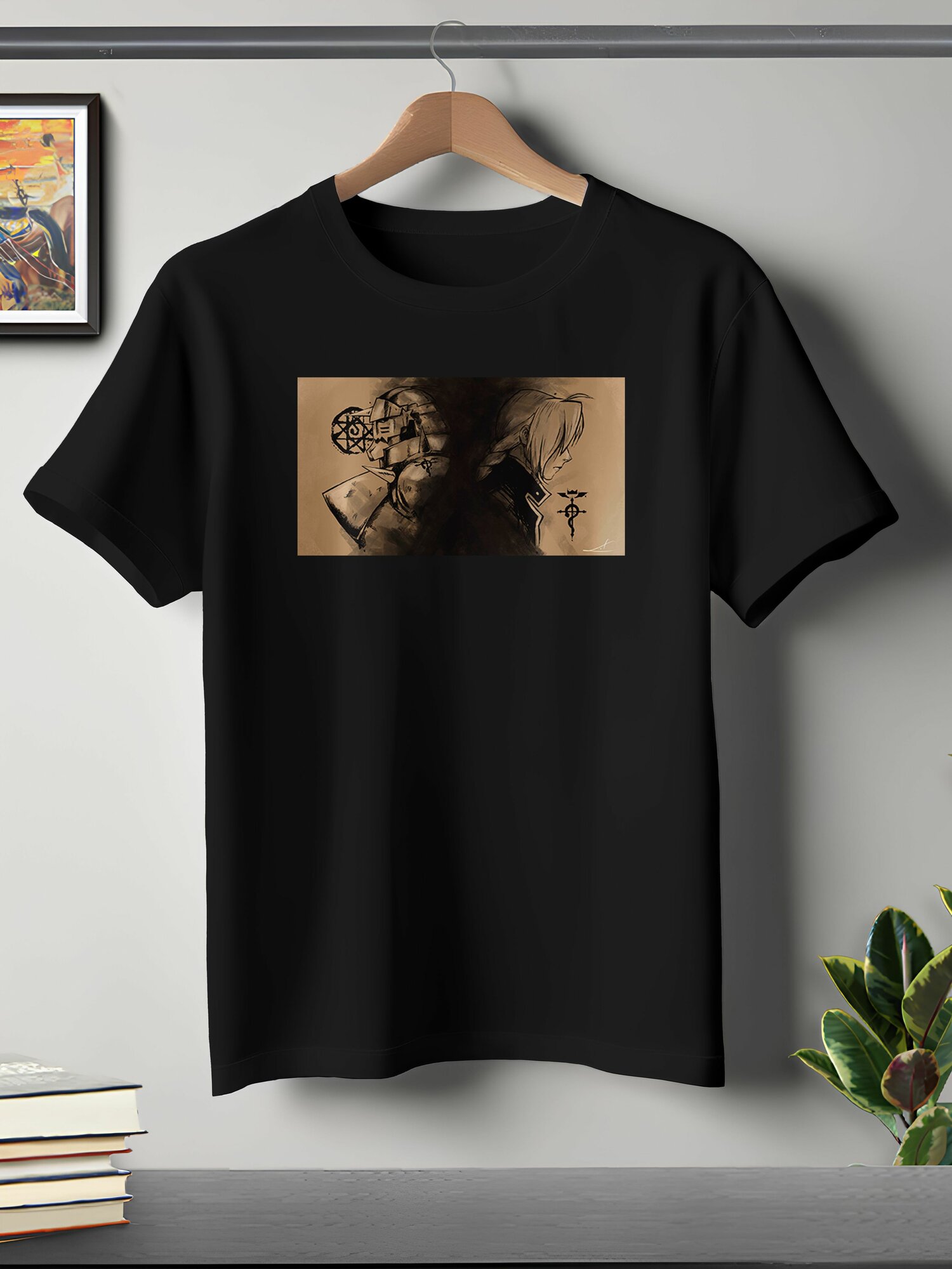 Футболка  Детская ONEQ 110 (5-6) размер с принтом Fullmetal Alchemist, черная