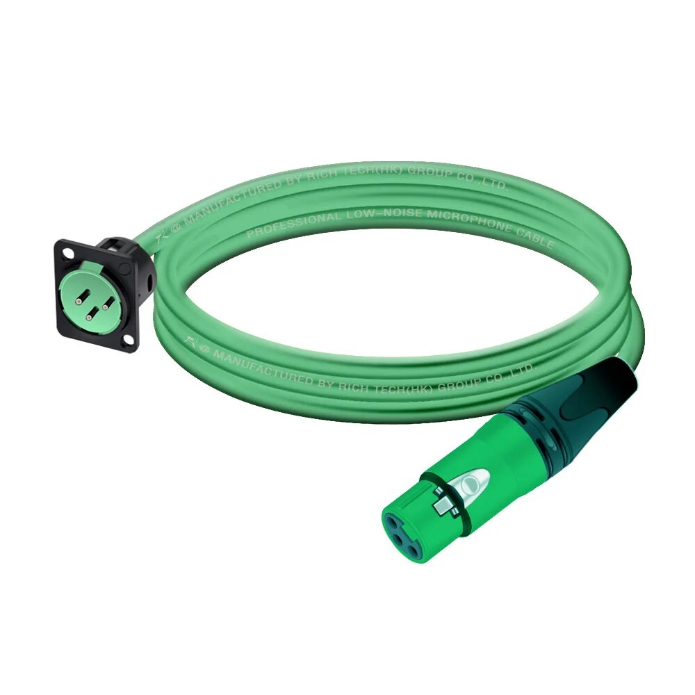 XLR кабель 10M, зеленый-черный, Thamtrank YP01-BK