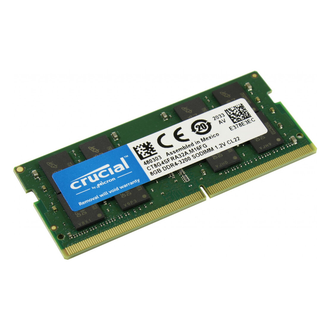 Оперативная память Crucial CT8G4SFRA32A, 8Gb, DDR4, 3200 МГц, SODIMM