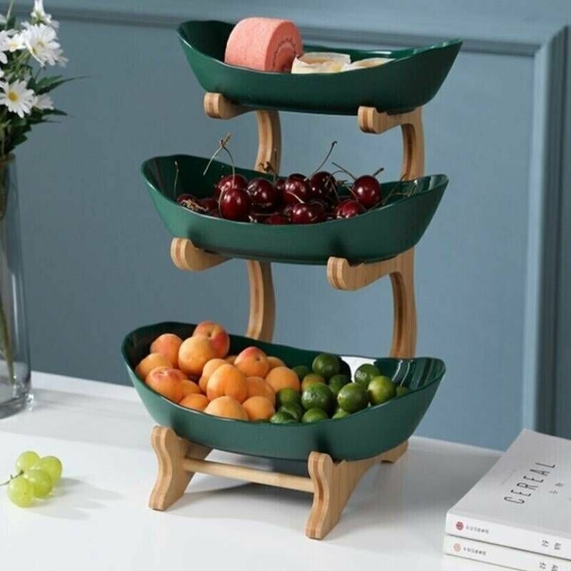 Фруктовница менажница трехъярусная / 3х ярусная ваза для фруктов / подставка для пирожных конфет трехъярусная