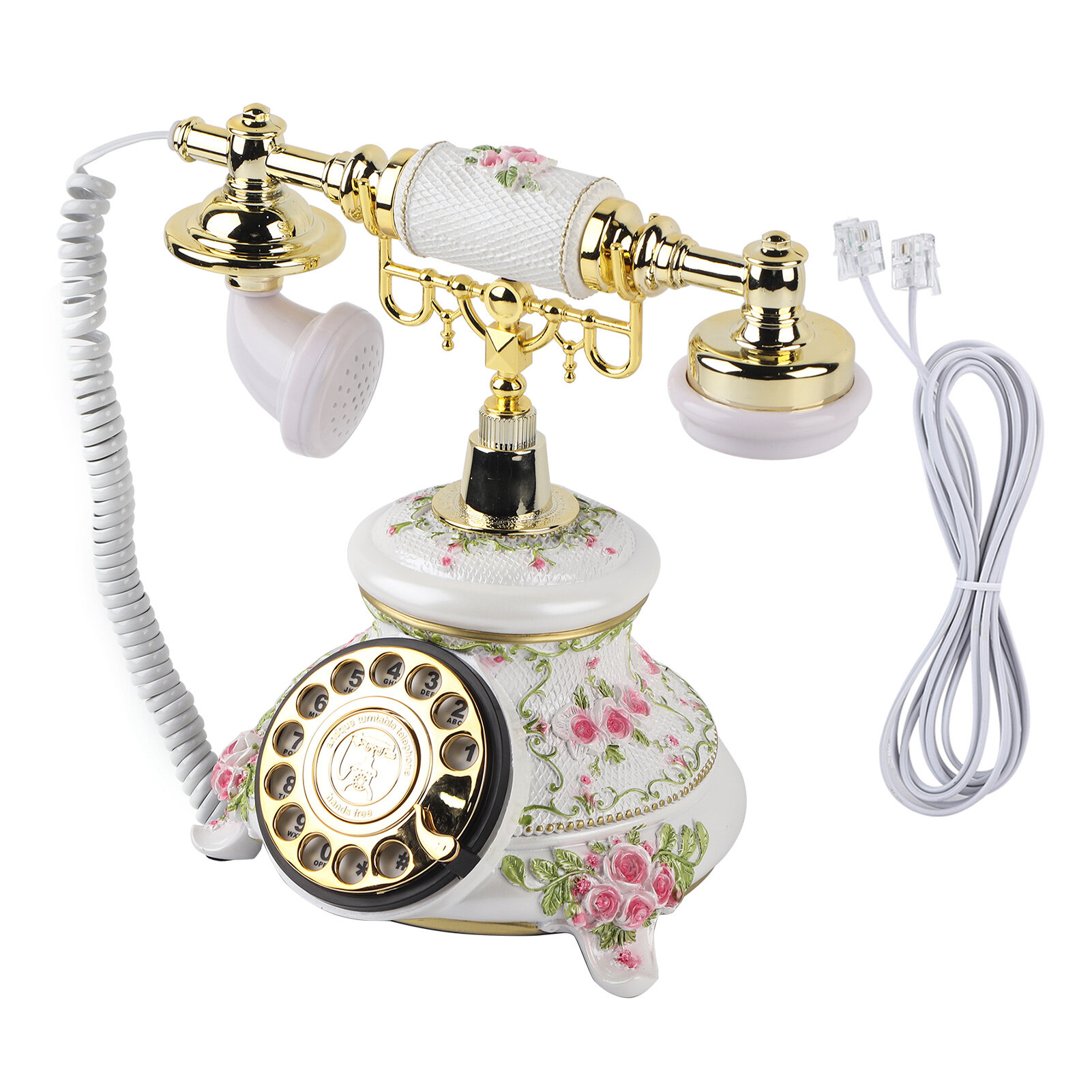 Антикварные телефоны с вращающимся диском, ретро-стиль, кантри, винтажная трубка, стационарный телефон, домашний телефон, настольный телефон.