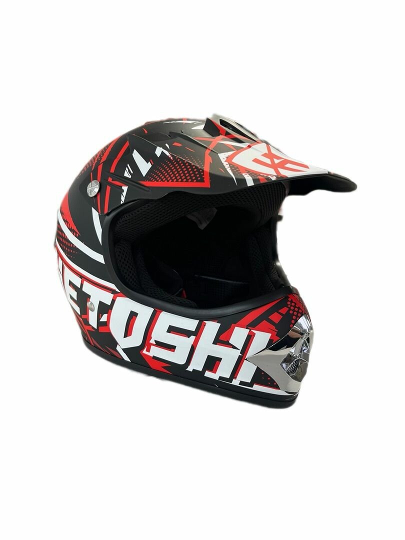 Шлем кроссовый детский HETOSHI Cross-Kids KY-B12 цв. Красно-черно-белый Матовый р. Y-L