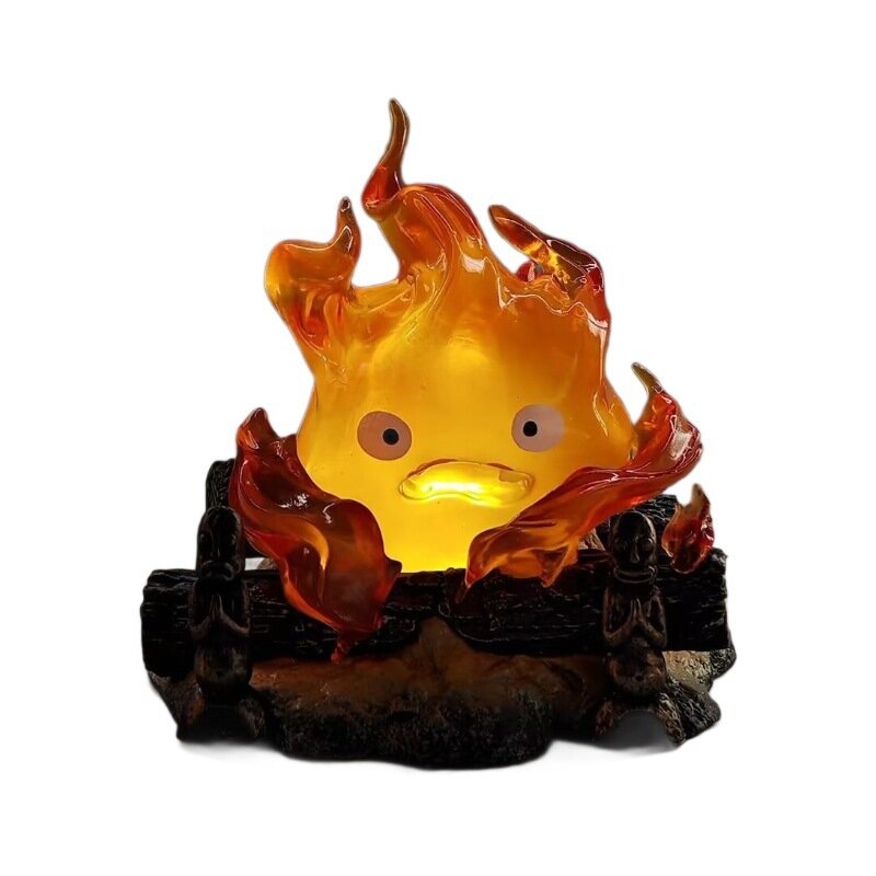 Аниме фигурка светящаяся Кальцифер (Calcifer), статуэтка из мультика ходячий замок, игрушка, ночник, 12см
