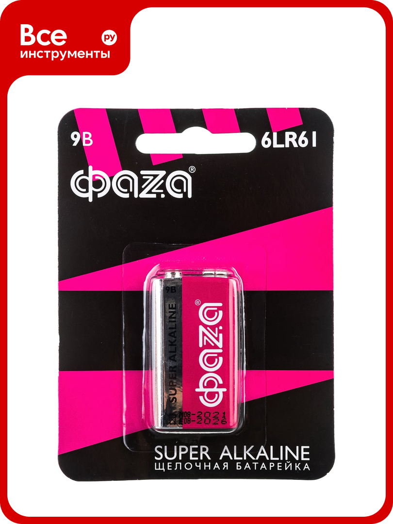 Батарейка ФАZА Элемент питания алкалиновый "крона" 6LR61 9В Super Alkaline BL-1 2858412