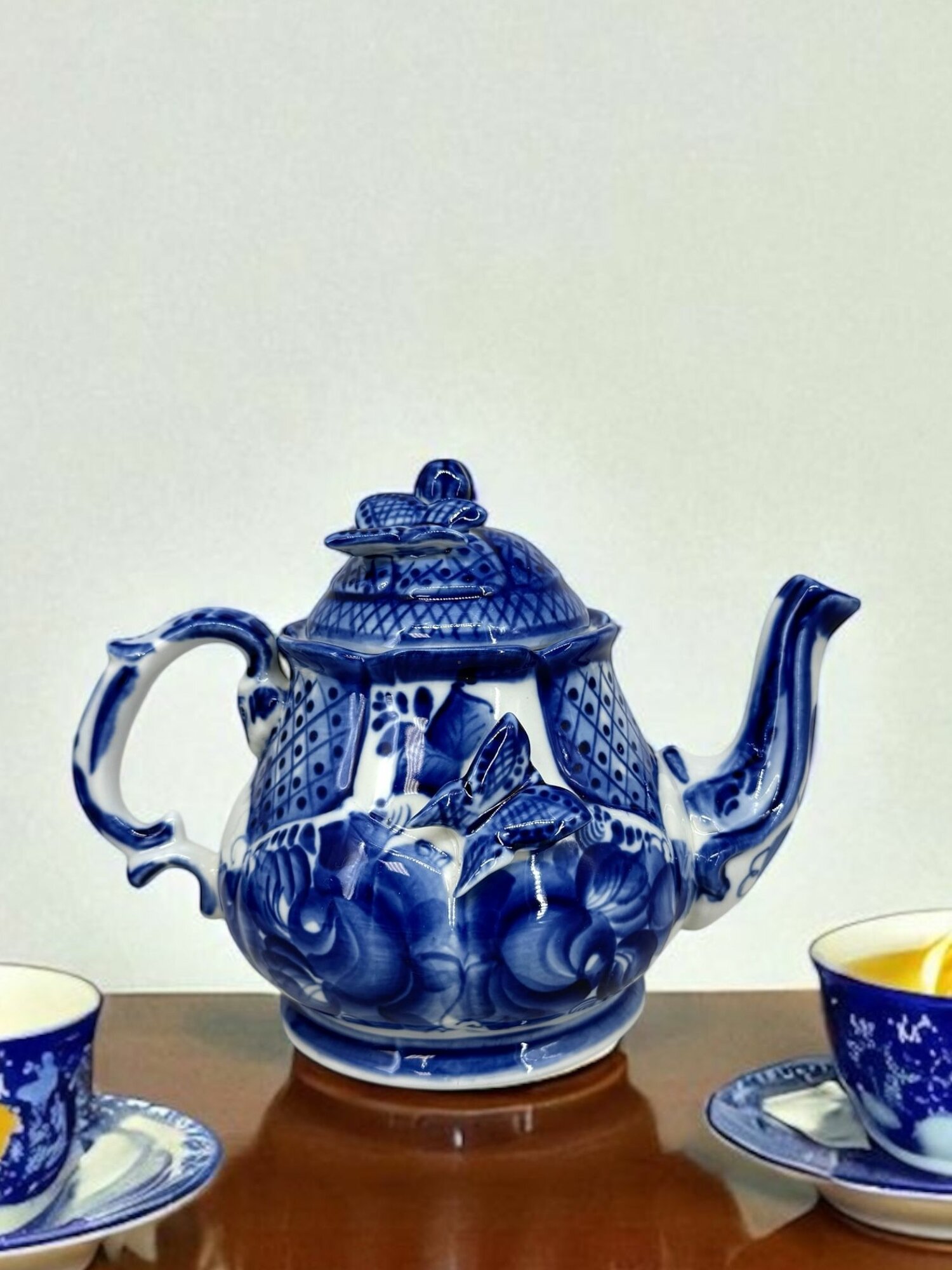 Чайник заварочный Китобой "Гжель", фарфор, с фильтром, 800мл