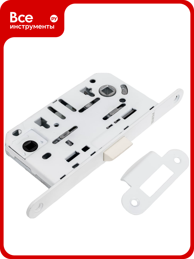 Сантехническая защелка Ренц белый INLB 96 PL White, пластиковый язычок, стальная планка межкомнатных дверей