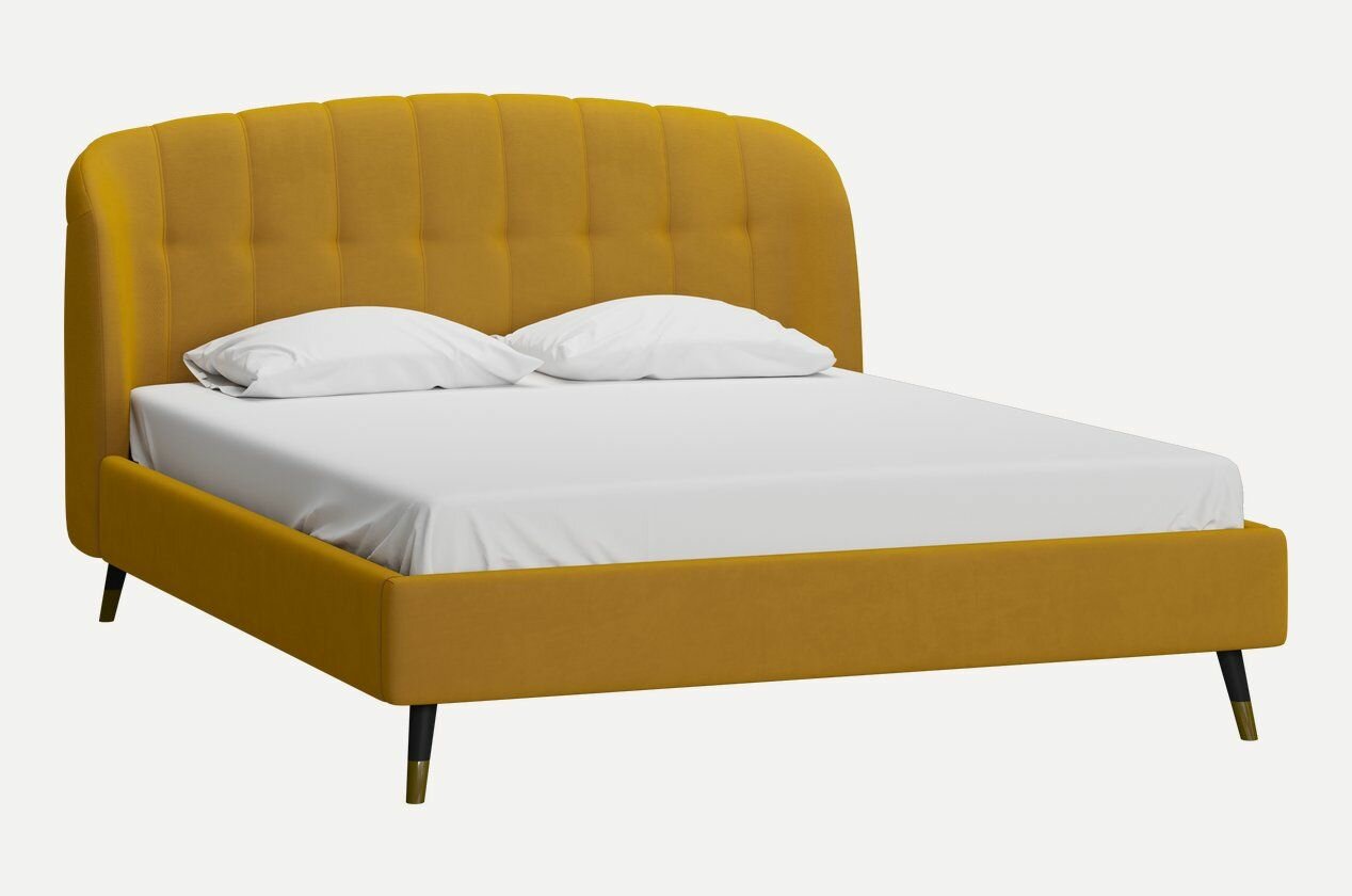 Кровать 160х200 двуспальная Divan.ru Льери 160 Велюр Горчичный, 225х179х112 см
