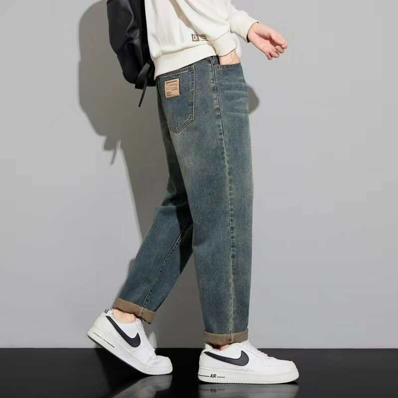 Охоты Брюки JYL Утеплённые джинсы мужские зимние толстые прямые широкие конические американские ретро девятидлинные повседневные
