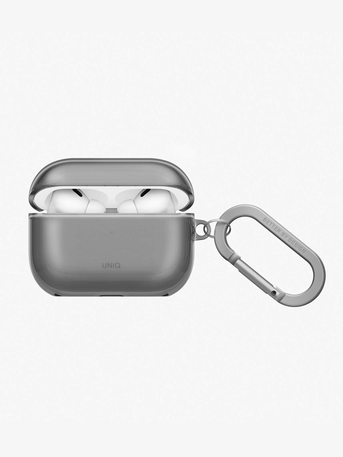 Чехол Uniq для Airpods Pro 3, Glase силиконовый с металлическим карабином, серый
