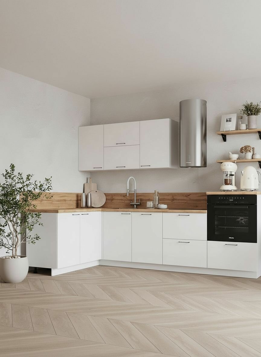 ARNIKA Кухонный гарнитур со столешницей "Дакия" угловой 1,5мх2,7м (с пм) , цвет белый, фасад пленка ПВХ