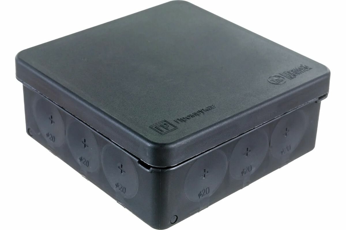 Коробка распределительная ОП 100х100х40 для прямого монтажа двухкомпонентн. безгалогенная (HF) 12 вводов IP66 черн. Промрукав 60-0303-9005