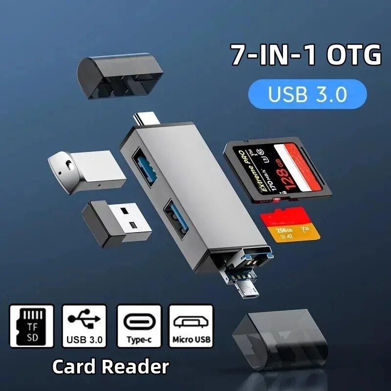 Card Reader 8-in-1 USB3.0/USB-C For SD Micro SD TF CF MS Compact Flash Card Adapter for Laptop PC Accessories Multi Card Reader
