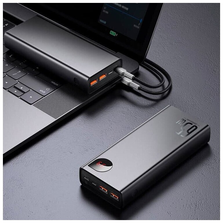 Портативный аккумулятор Baseus Adaman Metal Digital Display Quick Charge 65W 20000 мАч, цвет Черный (PPIMDA-D01)