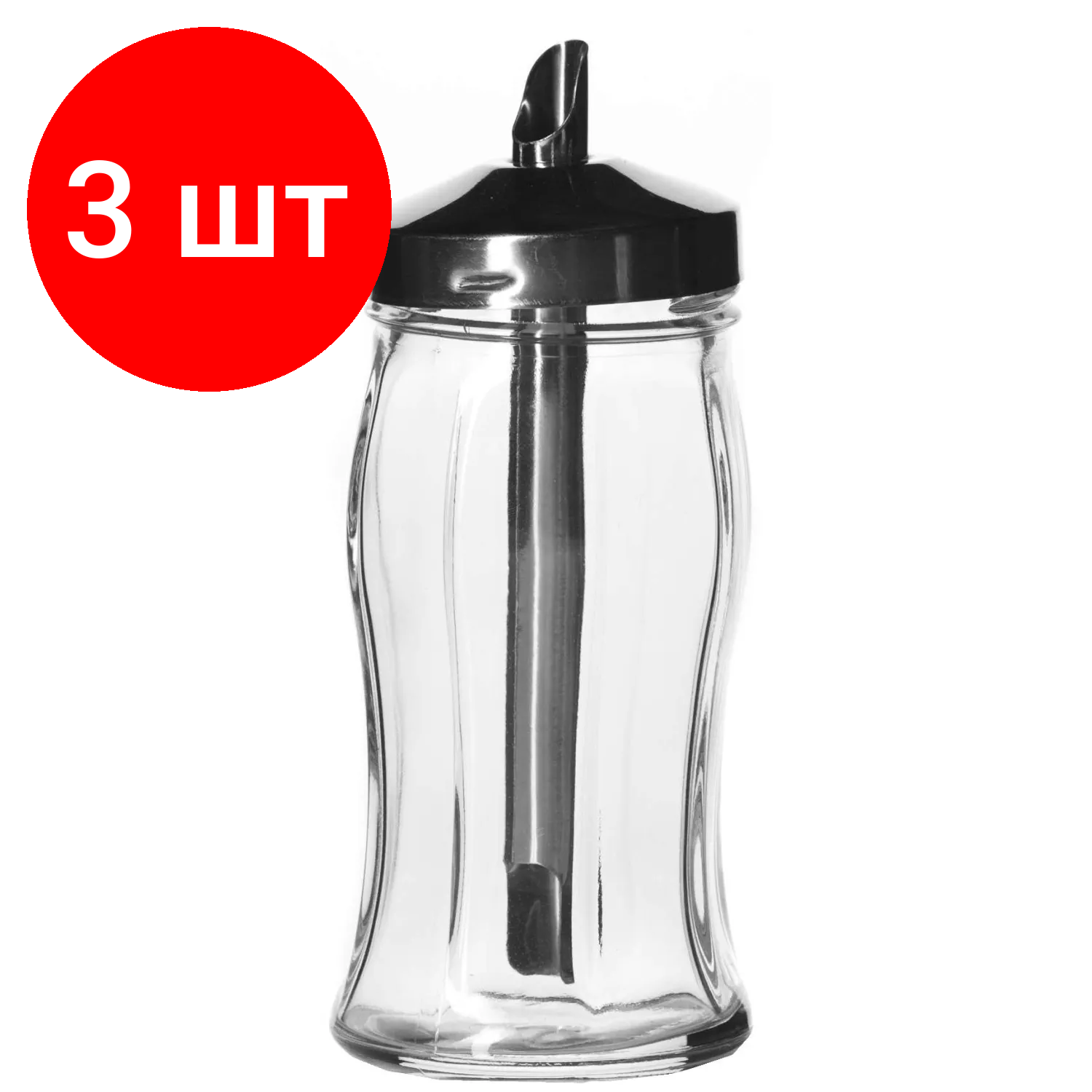 Комплект 3 штук, Емкость для специй блэк энд уайт 240 мл, с металлической крышкой-дозатором