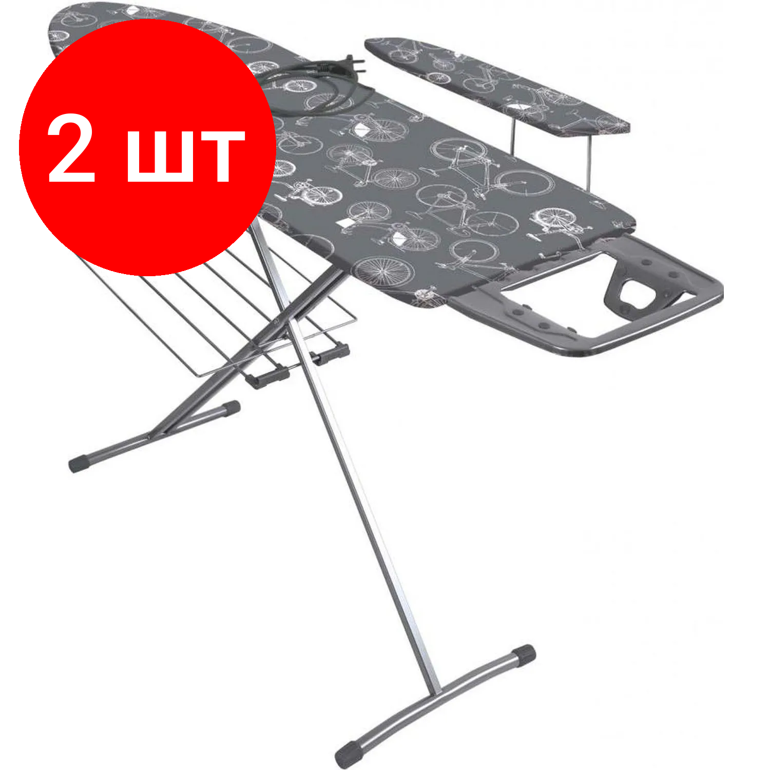 Комплект 2 штук, Гладильная доска Ника7 Н7 38х122см, подст, подрук, удлин, полка