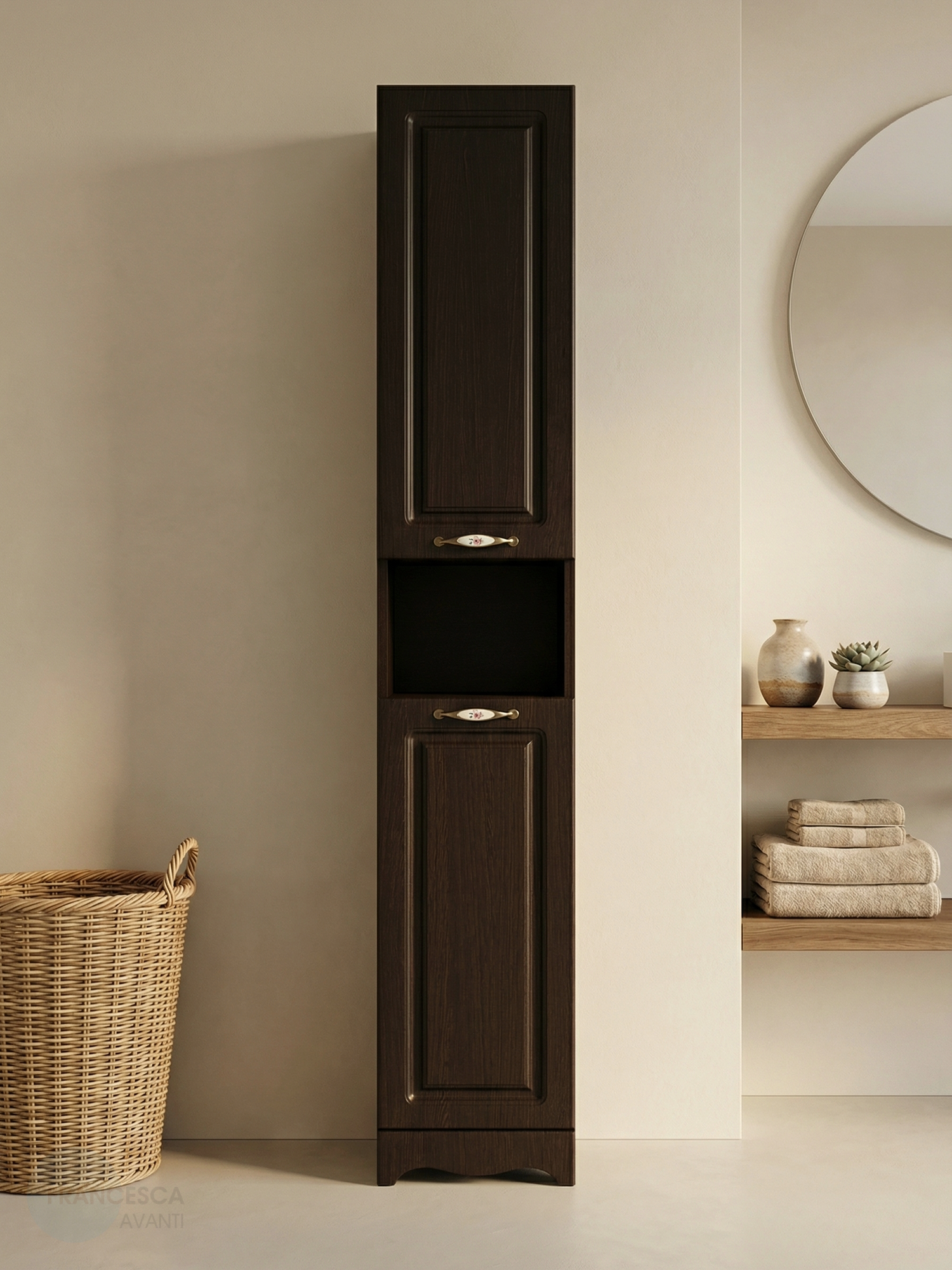 Шкаф пенал Francesca Avanti Империя 30 венге, с нишей, универсальный