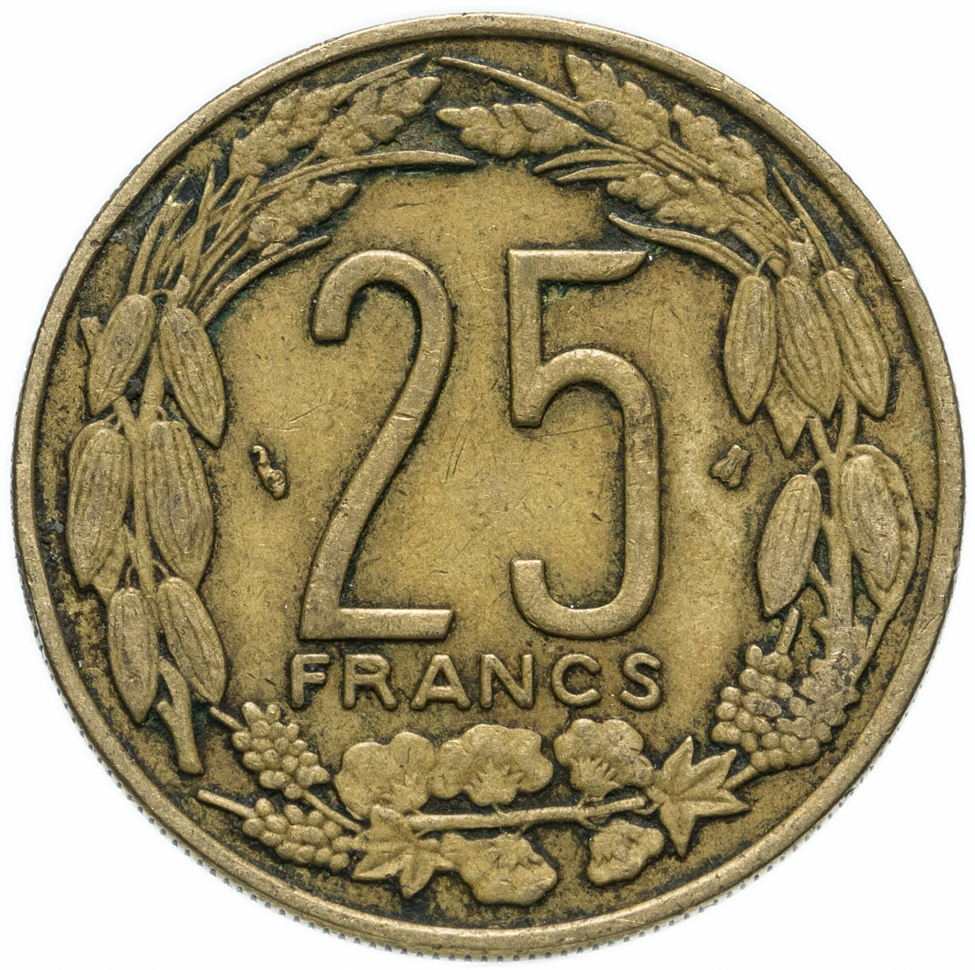 Центральная Африка BEAC 25 франков francs 1996, Бронза, в сохранности VF-XF