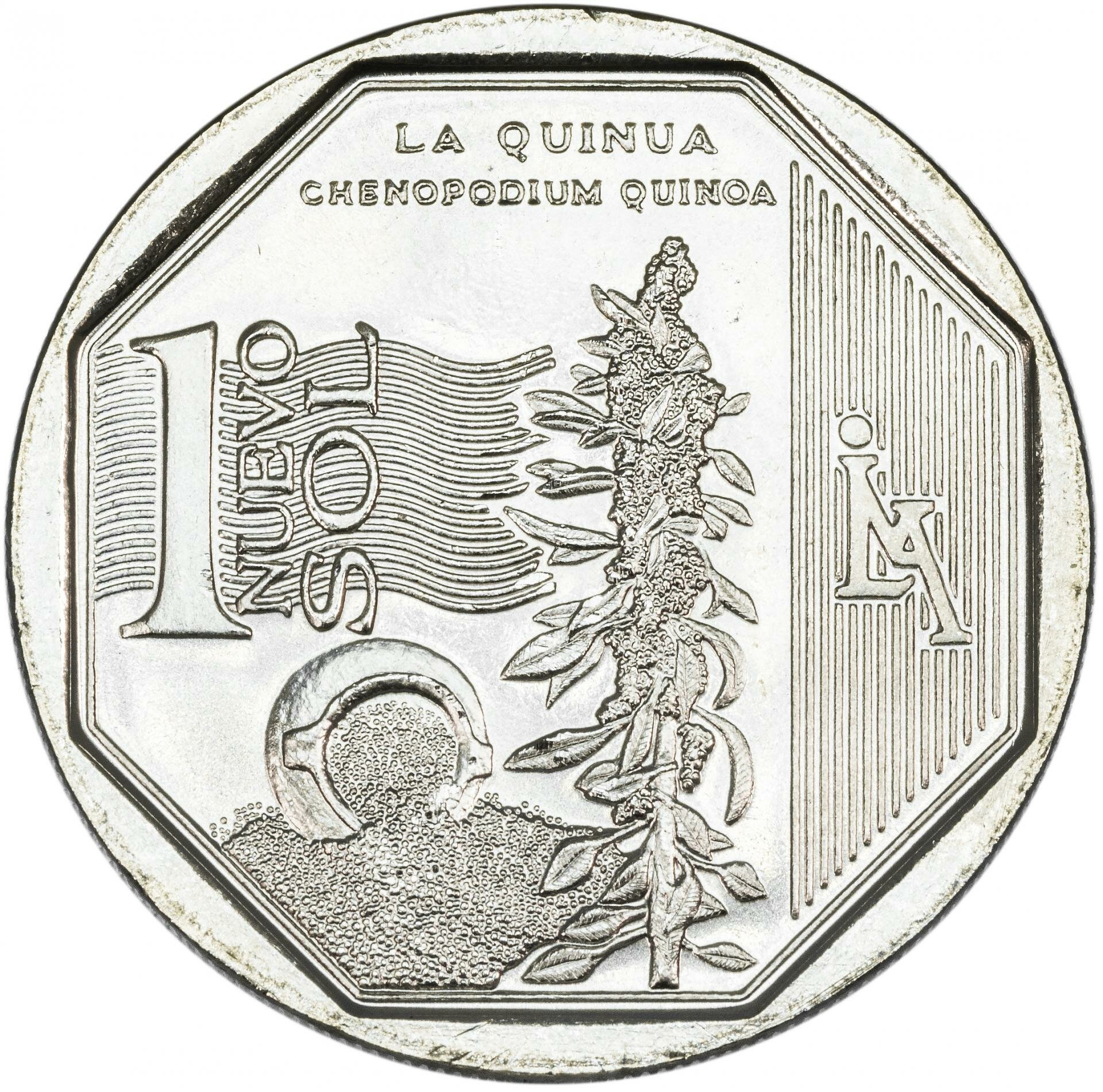 Перу 1 новый соль nuevo sol 2013 "Природные ресурсы Перу - Киноа", Мельхиор медь-никель, в сохранности UNC